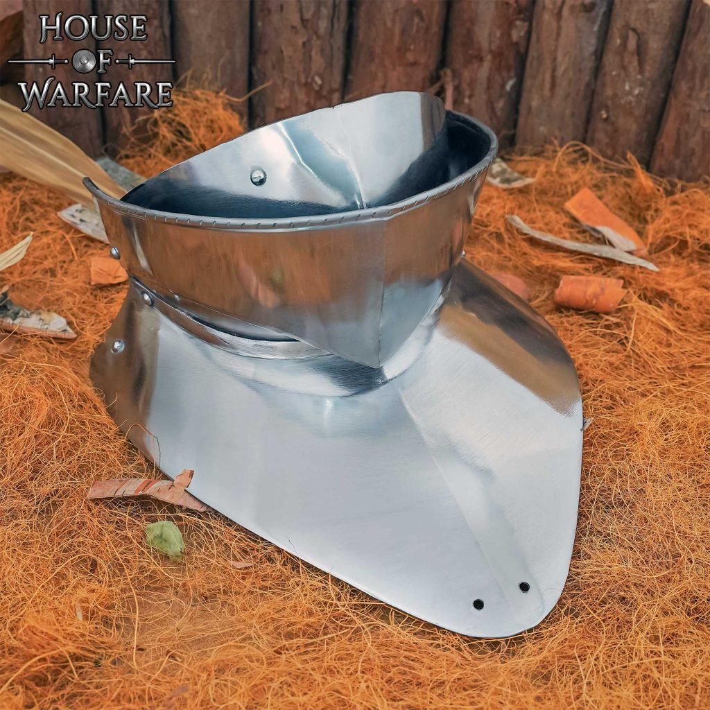 ⭐ 15th Century Hand Forged Steel Gorget with Pivoted Bevor - Medieval ...