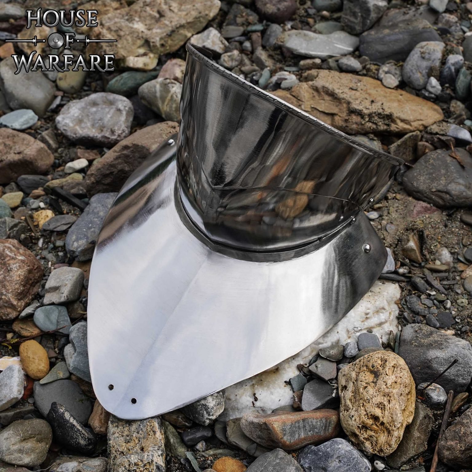 ⭐ 15th Century Hand Forged Steel Gorget with Pivoted Bevor - Medieval ...