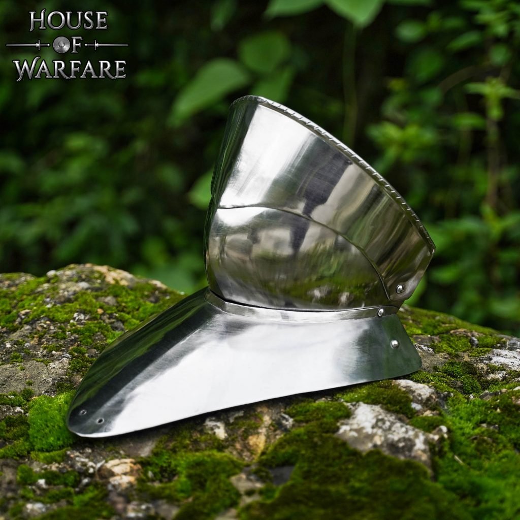 ⭐ 15th Century Hand Forged Steel Gorget with Pivoted Bevor - Medieval ...