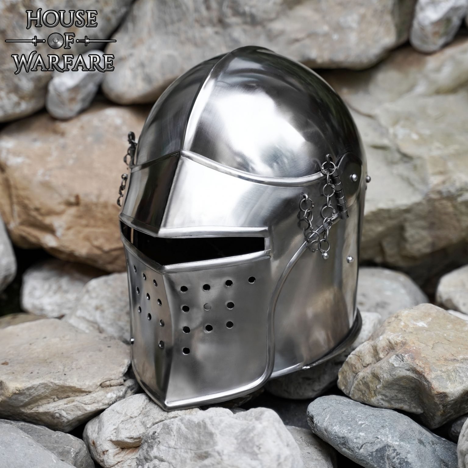 ⭐ Visored Bascinet Closed Combat Helmet - Medieval Shop at House of Warfare