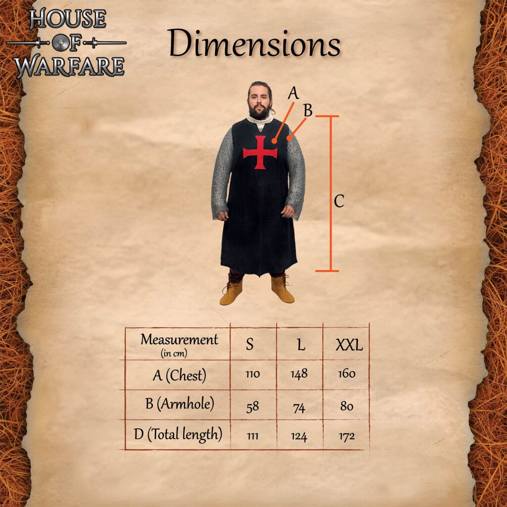 ⭐ Black Medieval Crusader Tabard / Surcoat - Medieval Shop at House of ...